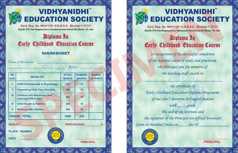 ECCE ECE Early Childhood Education Diploma Courses Mumbai